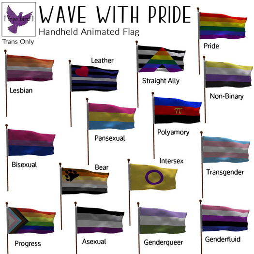 Second Life Marketplace - [ free bird ] Wave with Pride Flag - Asexual ...